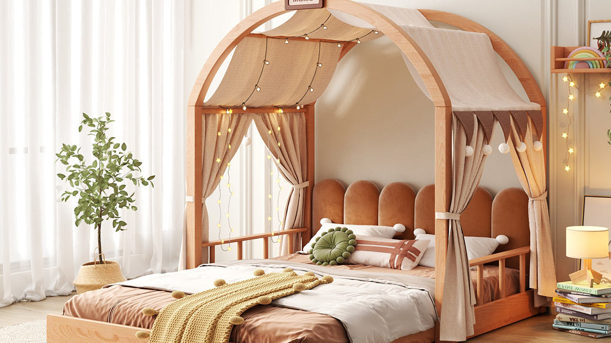 JASIWAY Extendable Solid Wood Kids Castle Bed with Canopy: Where Fanta ...