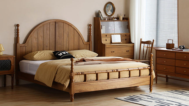 JASIWAY French Retro - style Wooden Bed: Where Elegance Meets Comfort ...