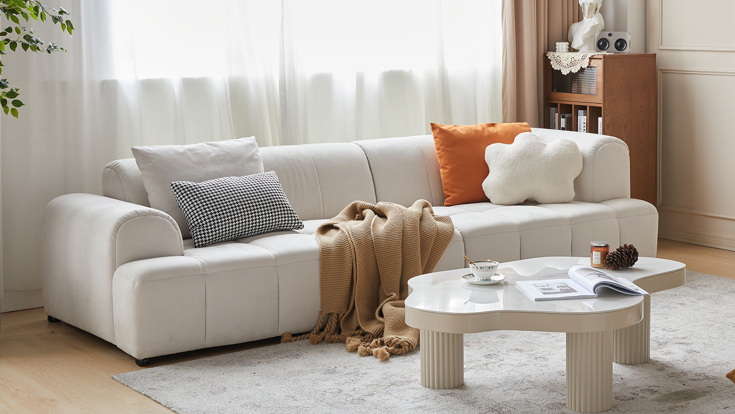 JASIWAY Living Room Straight-line Sectional Sofa: The Perfect Blend of ...