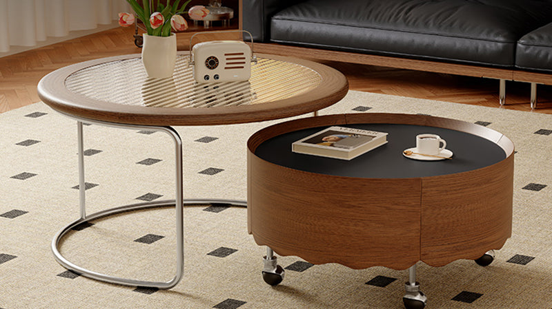 JASIWAY Retro - Style Solid Wood Coffee Table Combo: Where Vintage Cha ...