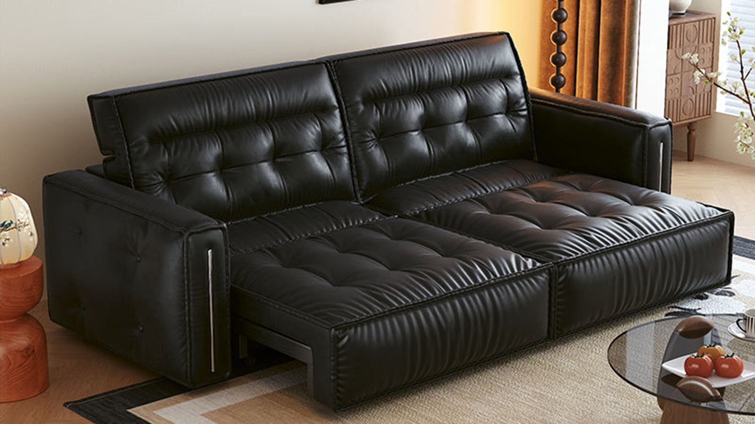 JASIWAY Retro Leather Pull Out Couch Bed: Where Elegance Meets Functio ...