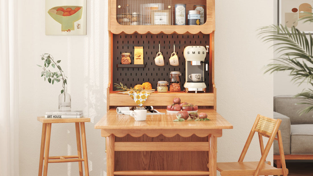 JASIWAY Solid Wood Folding Dining Table & Sideboard Combo: A Masterpie ...