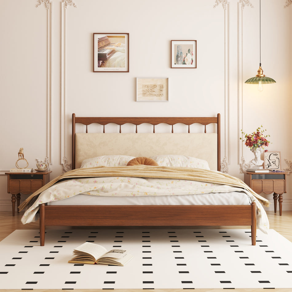 JASIWAY Bedroom Bed Full Solid Wood Double Bed Vintage – JASIWAY Furniture