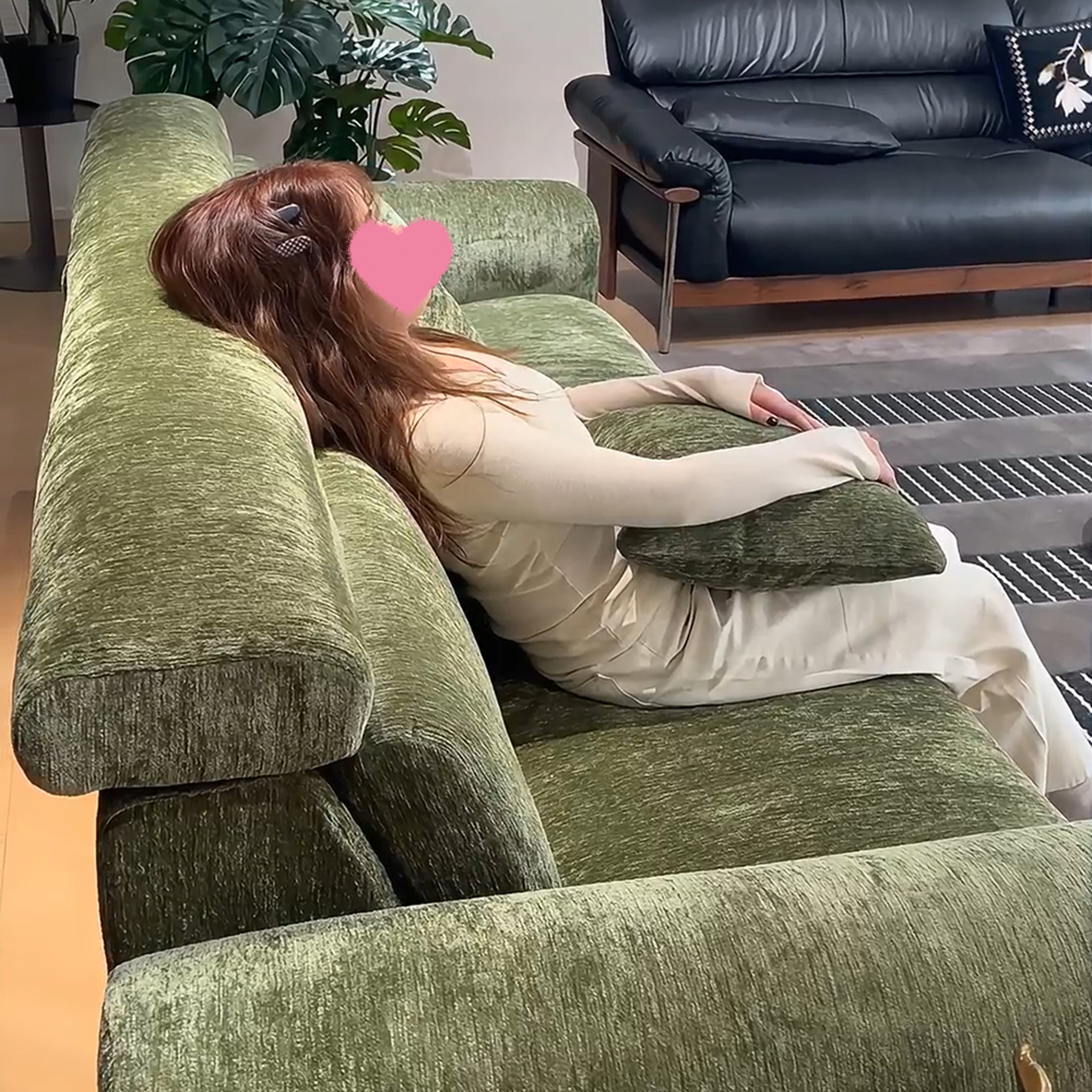 comfy green sofa