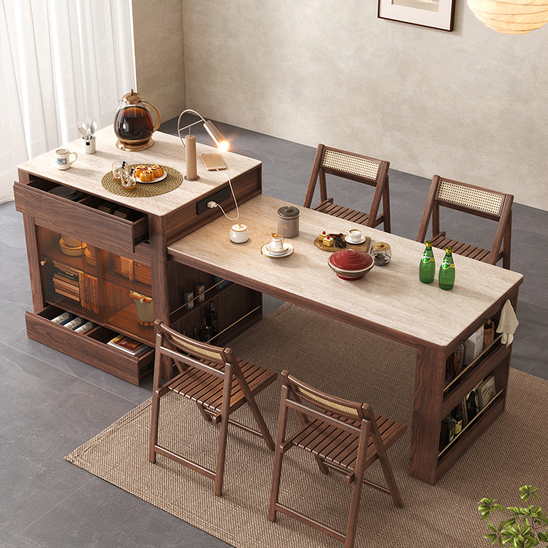 JASIWAY Kitchen Island Extendable Dining Table with Sintered Stone Top ...