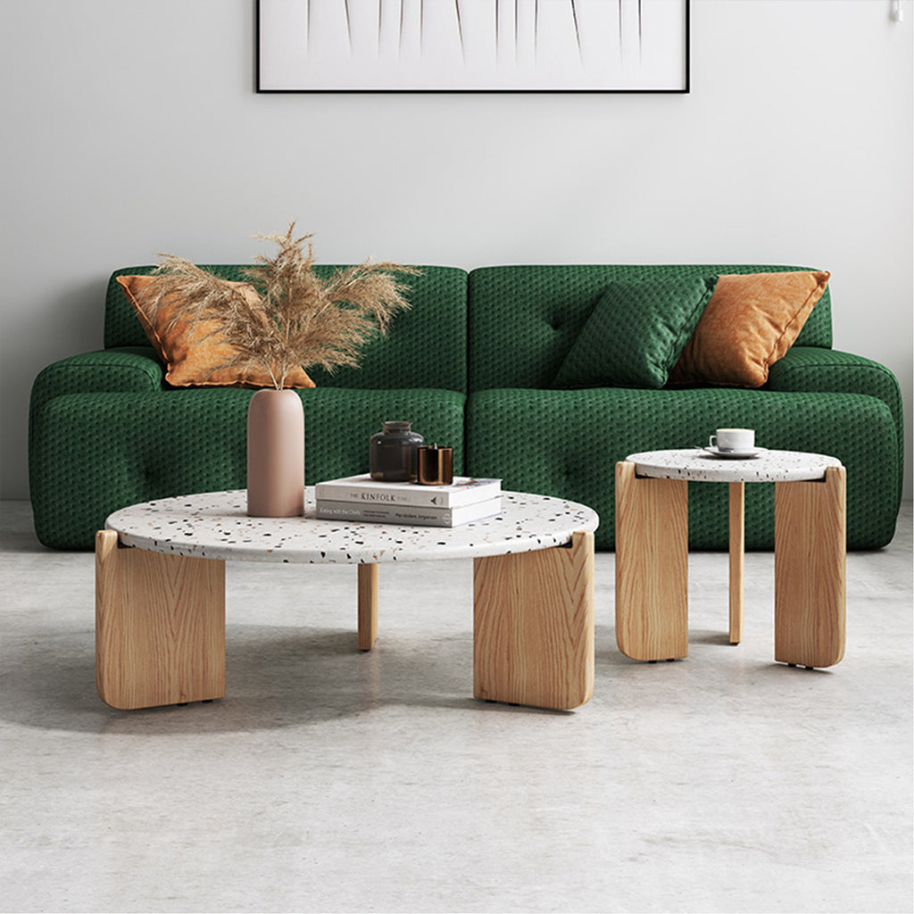 JASIWAY Modern Creative Terrazzo End Table Coffee Side Table Set ...